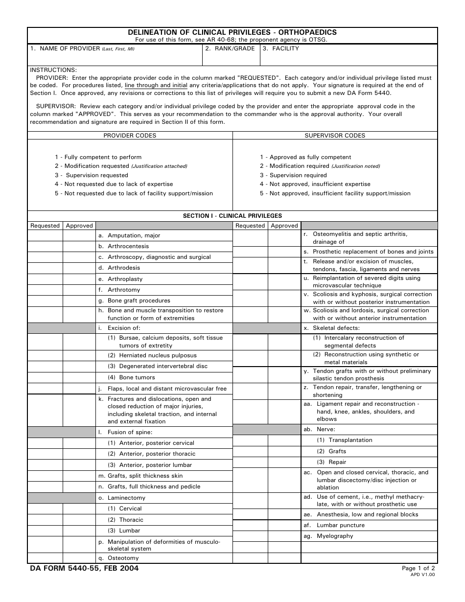 DA Form 5440-55 - Fill Out, Sign Online and Download Fillable PDF ...