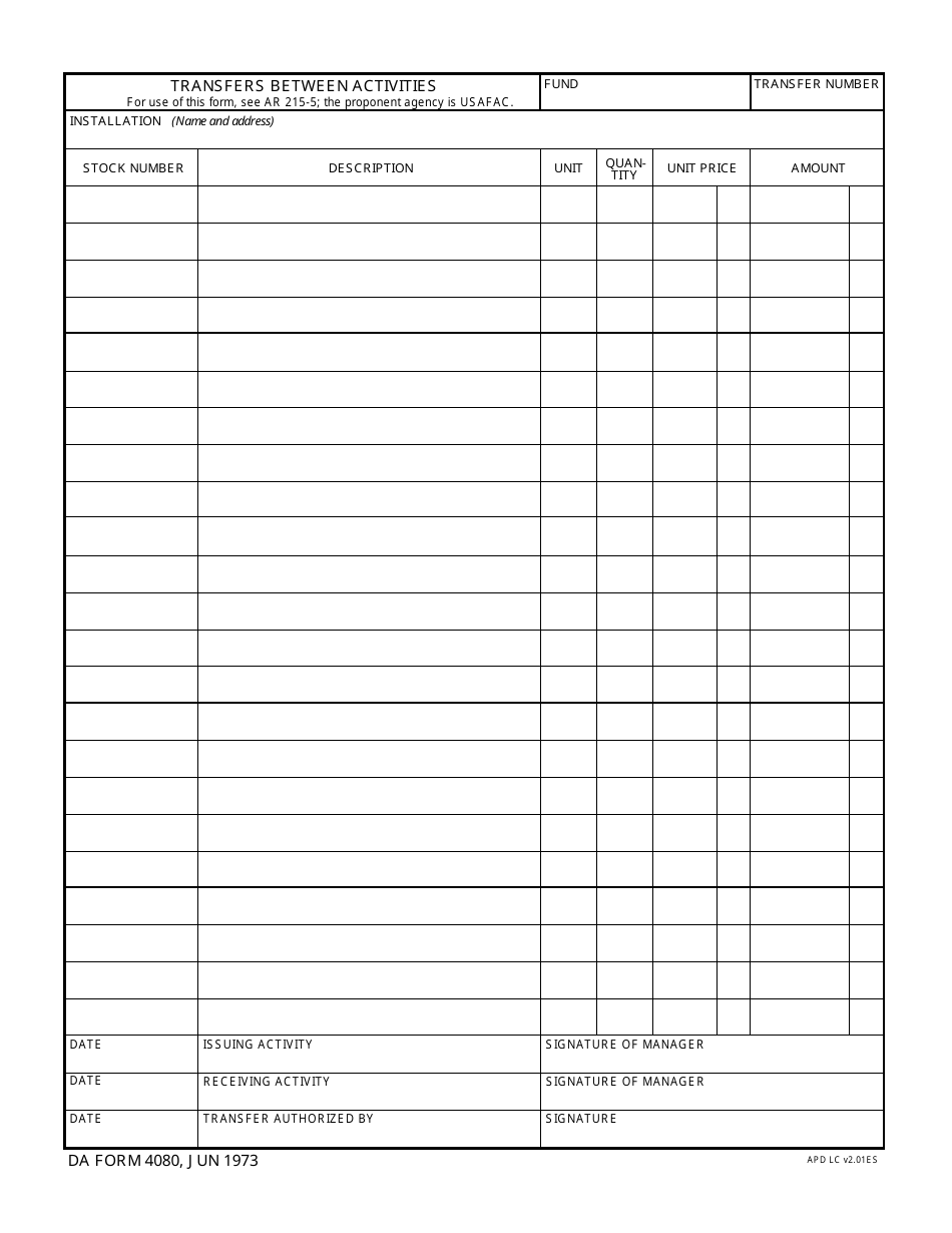 Da Form 4080 Fillable - Printable Forms Free Online