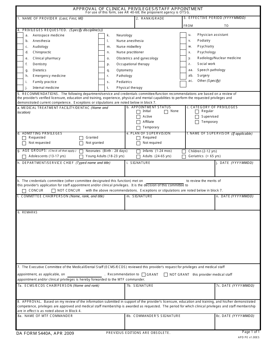 DA Form 5440a - Fill Out, Sign Online and Download Printable PDF ...
