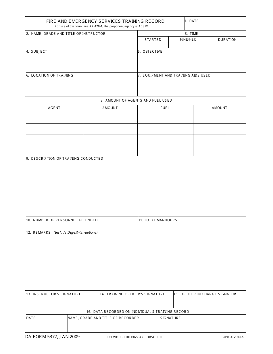 DA Form 5377 - Fill Out, Sign Online and Download Fillable PDF ...