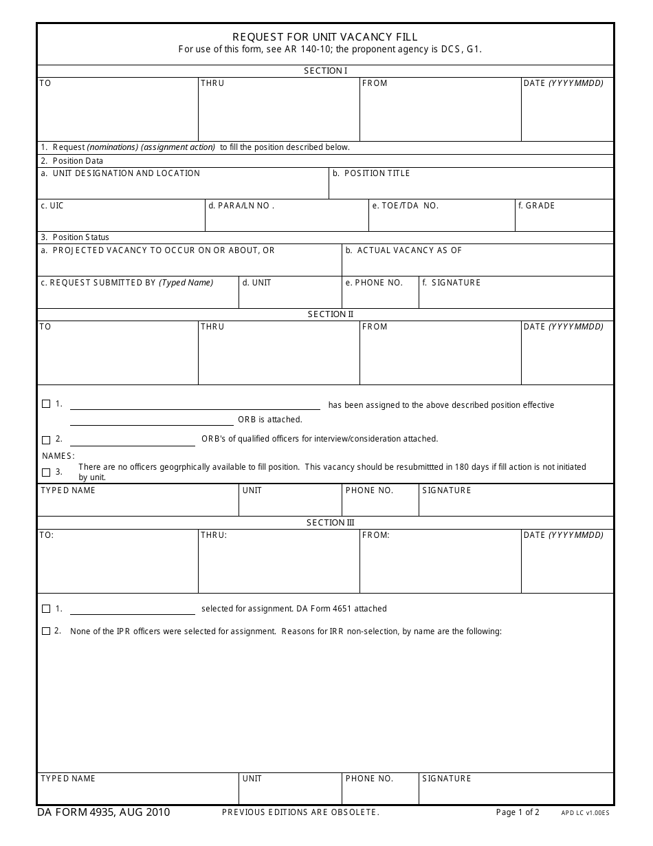 DA Form 4935 - Fill Out, Sign Online and Download Fillable PDF ...
