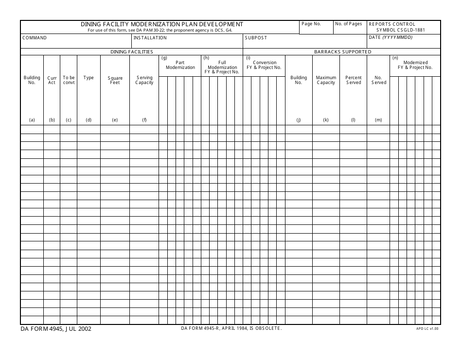 DA Form 4945 - Fill Out, Sign Online and Download Fillable PDF ...