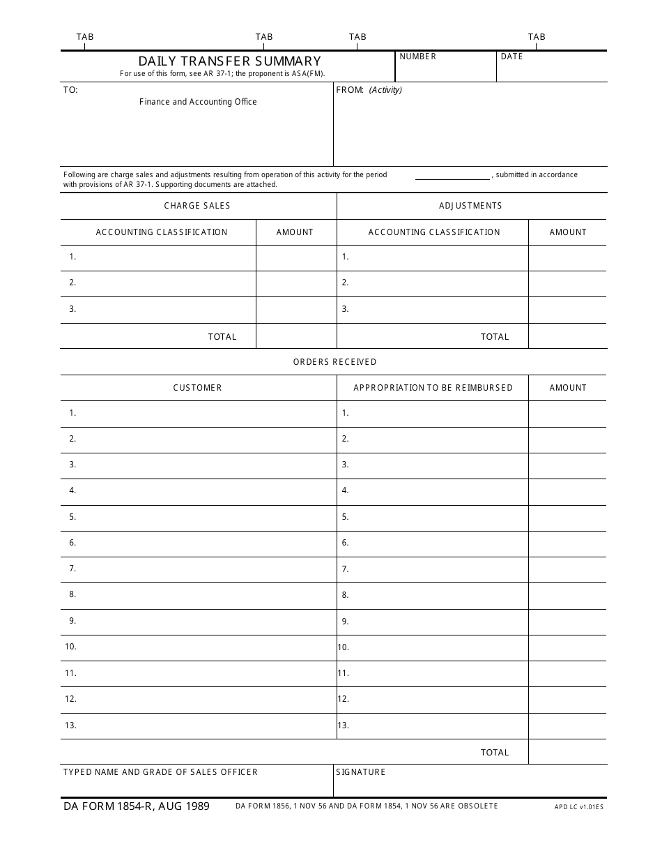 DA Form 1854-r - Fill Out, Sign Online and Download Fillable PDF ...