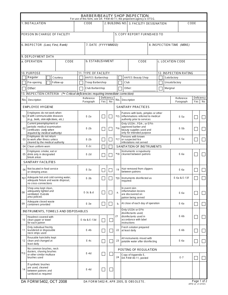 DA Form 5402 - Fill Out, Sign Online and Download Fillable PDF ...