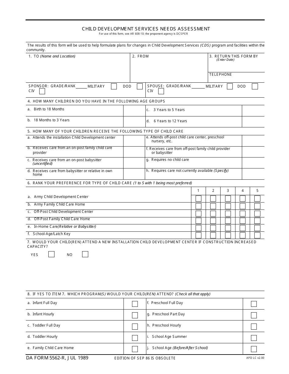 DA Form 5562-r - Fill Out, Sign Online and Download Fillable PDF ...