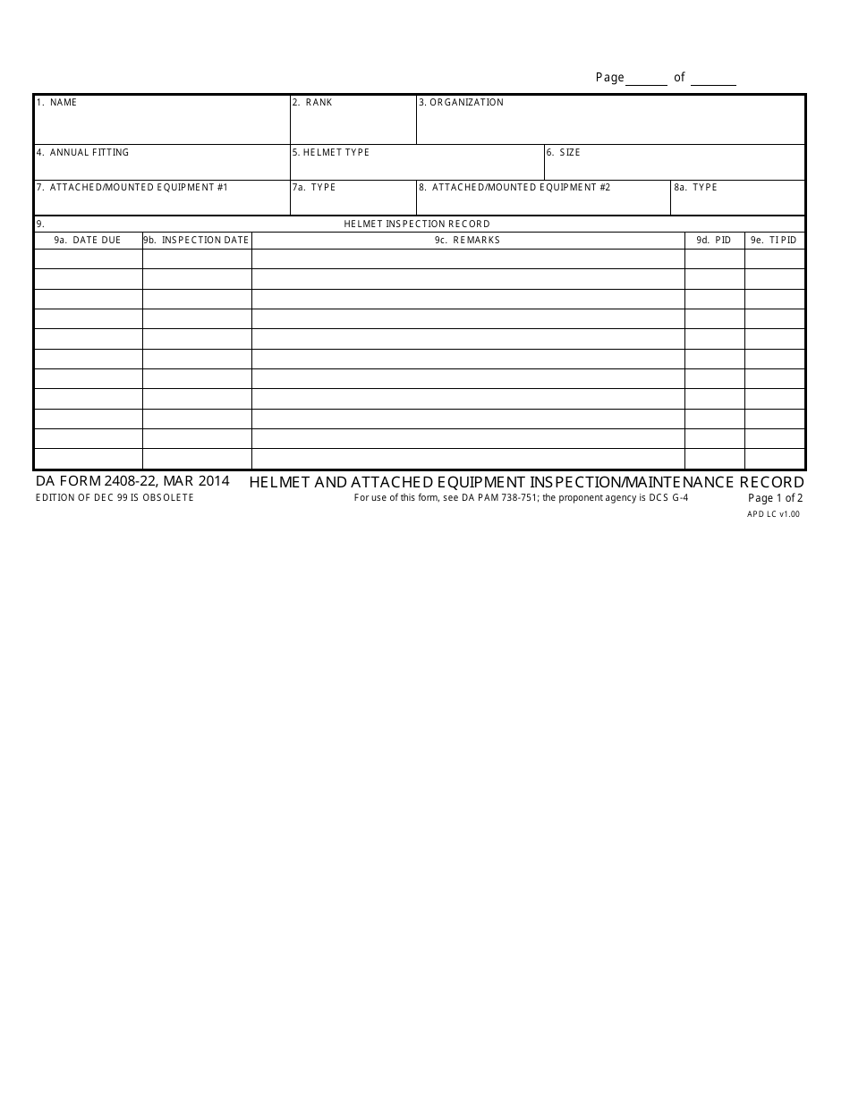 DA Form 2408-22 - Fill Out, Sign Online and Download Fillable PDF ...