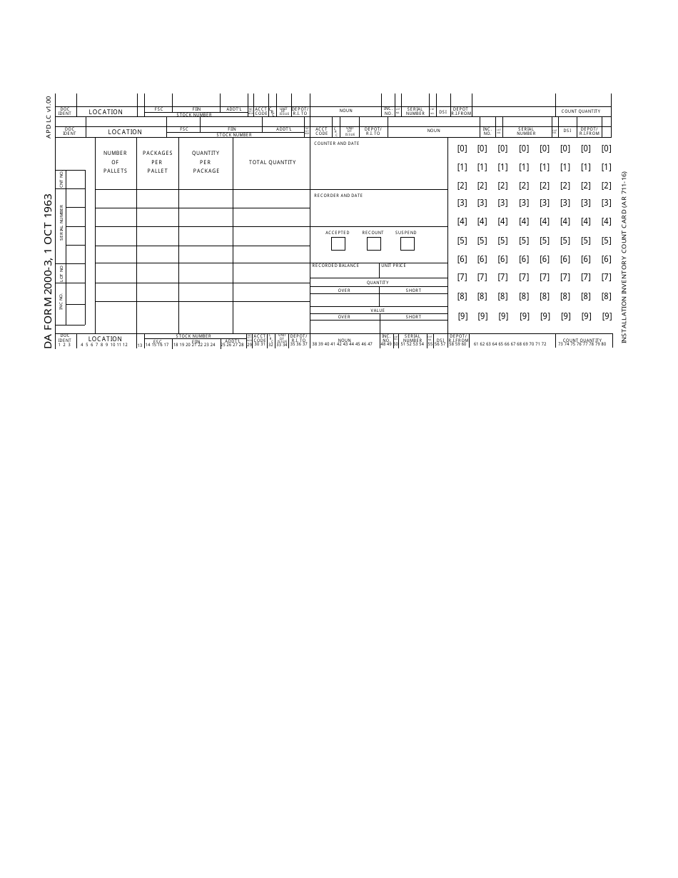 DA Form 2000-3 - Fill Out, Sign Online and Download Fillable PDF ...