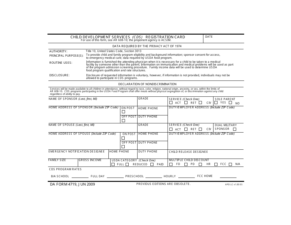 DA Form 4719 - Fill Out, Sign Online and Download Fillable PDF ...