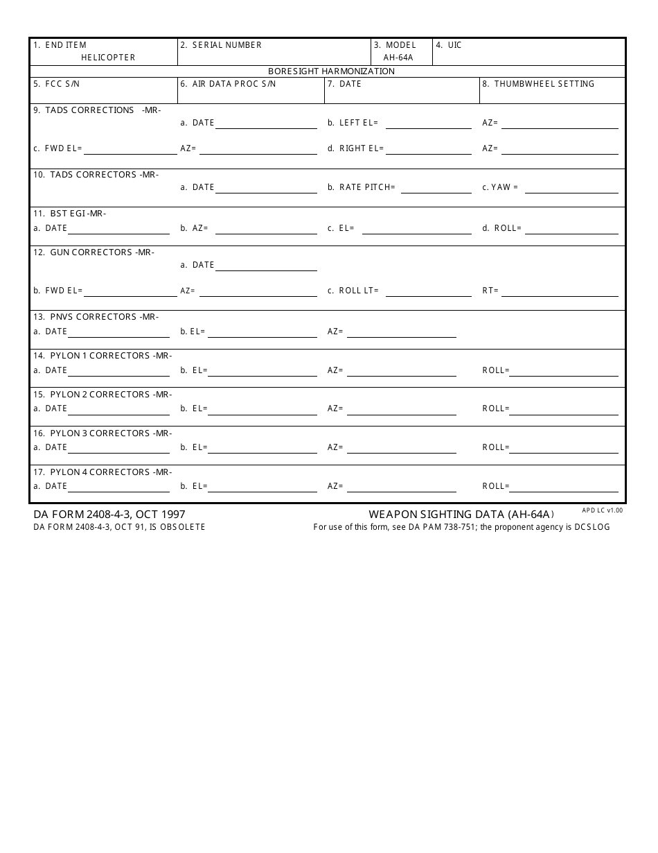DA Form 2408-4-3 - Fill Out, Sign Online and Download Fillable PDF ...