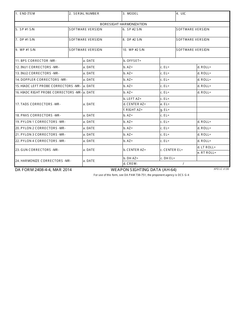 DA Form 2408-4-4 - Fill Out, Sign Online and Download Fillable PDF ...