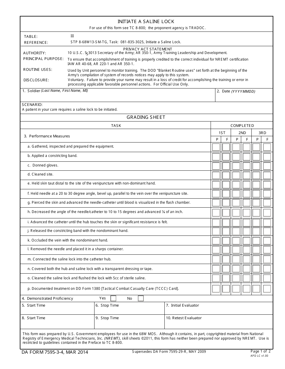 DA Form 7595-3-4 - Fill Out, Sign Online and Download Fillable PDF ...