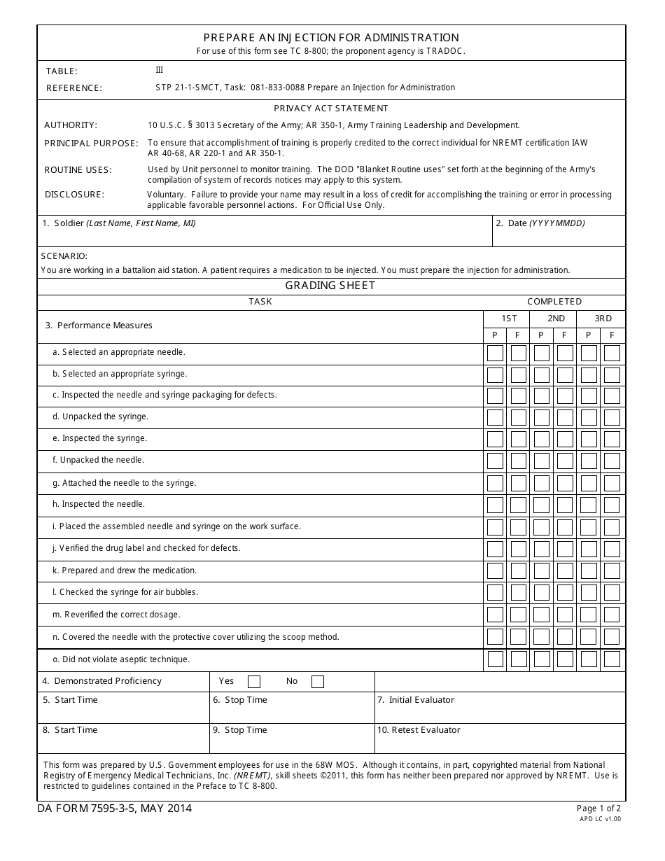 DA Form 7595-3-5 - Fill Out, Sign Online and Download Fillable PDF ...