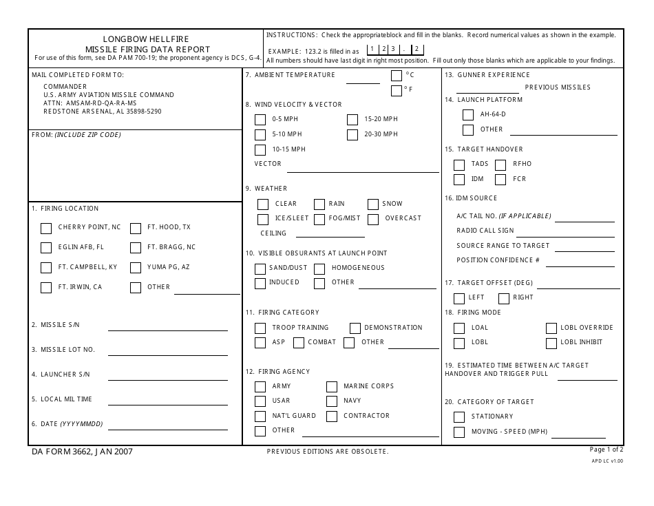 DA Form 3662 - Fill Out, Sign Online and Download Fillable PDF ...