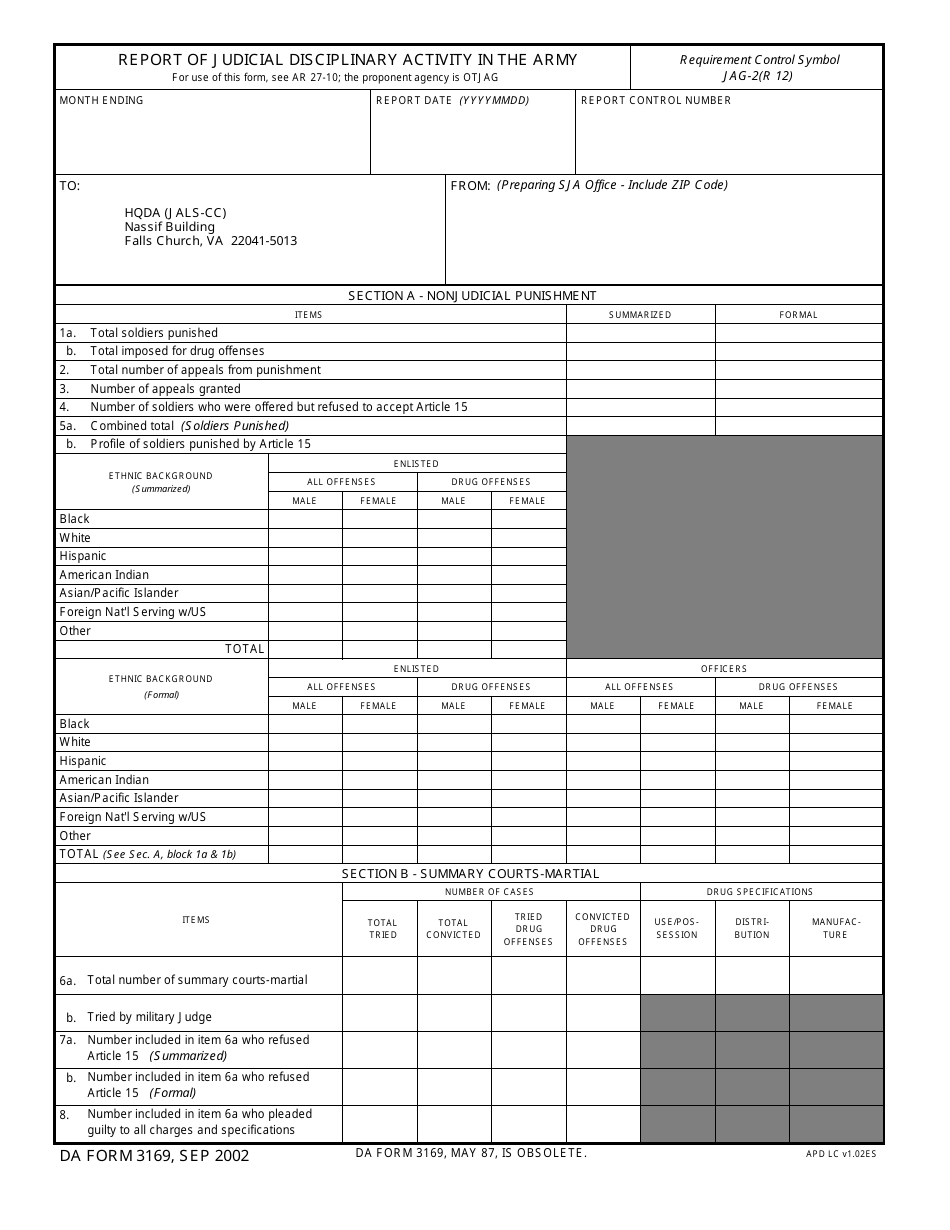 DA Form 3169 - Fill Out, Sign Online and Download Fillable PDF ...