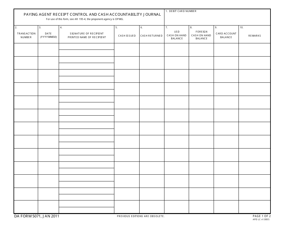 DA Form 5071 - Fill Out, Sign Online and Download Fillable PDF ...
