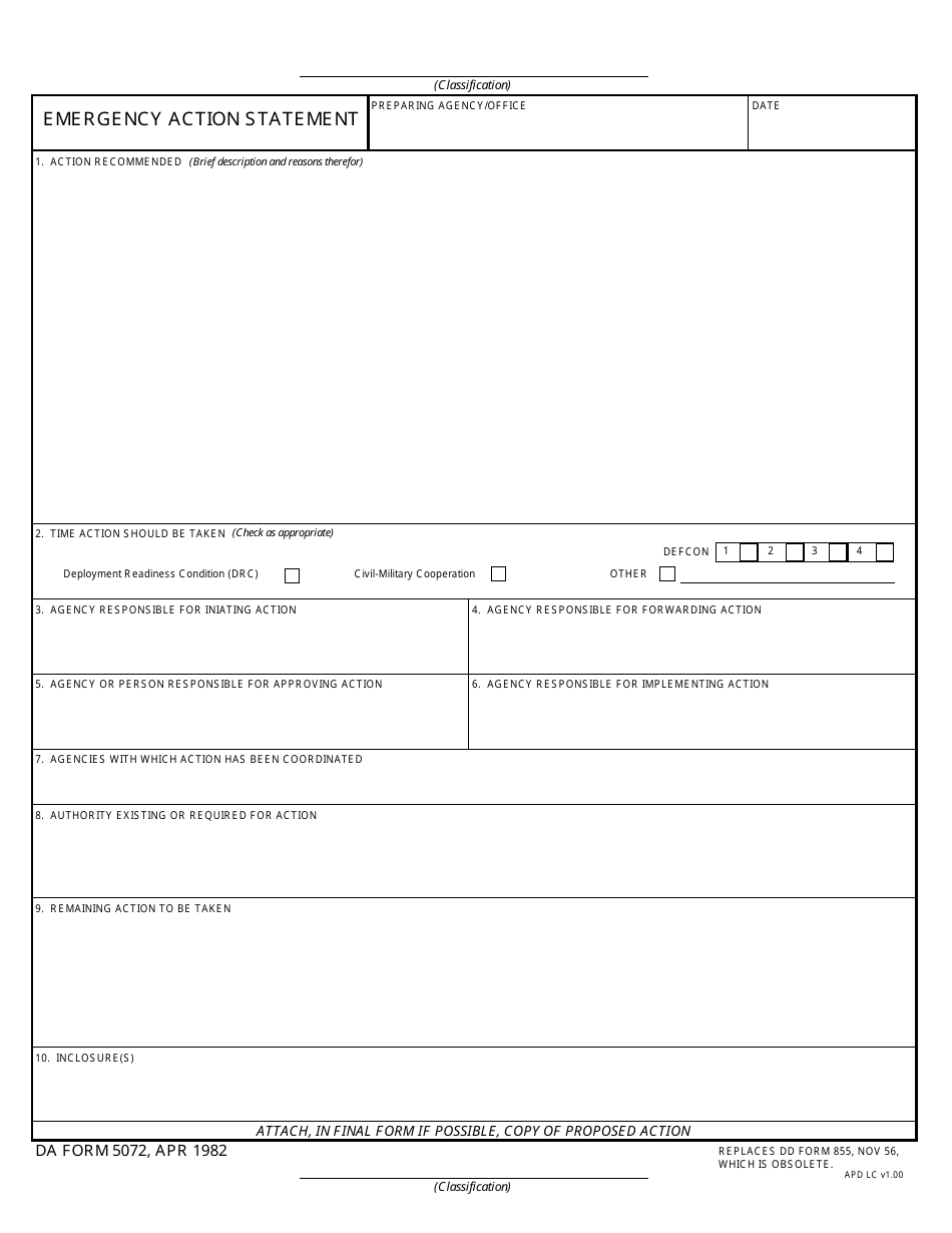 DA Form 5072 - Fill Out, Sign Online and Download Fillable PDF ...
