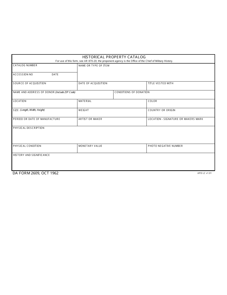 DA Form 2609 - Fill Out, Sign Online and Download Fillable PDF ...
