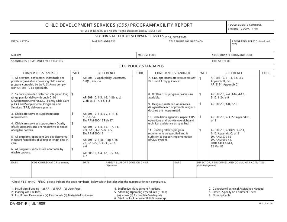 DA Form 4841-R - Fill Out, Sign Online and Download Fillable PDF ...