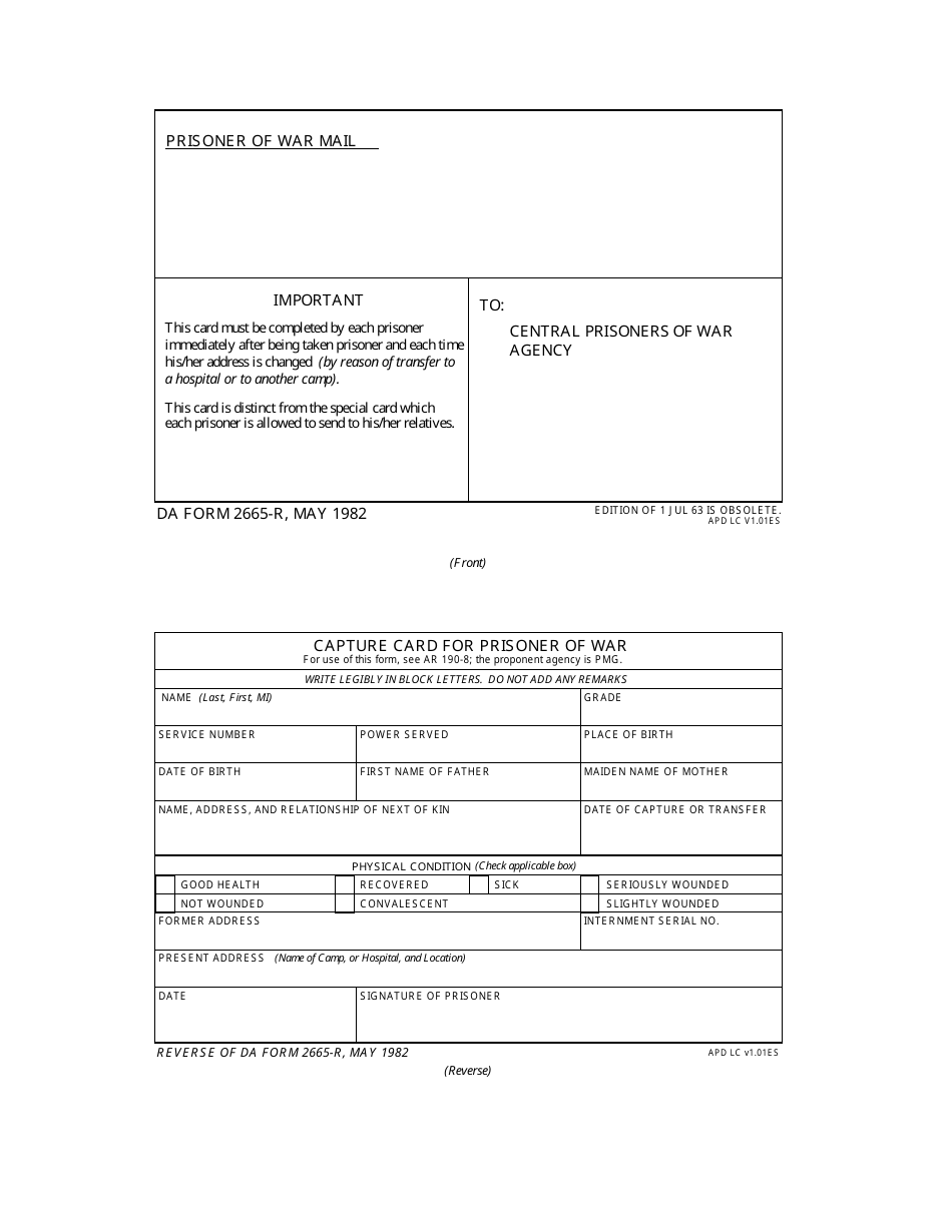 DA Form 2665-R - Fill Out, Sign Online and Download Fillable PDF ...