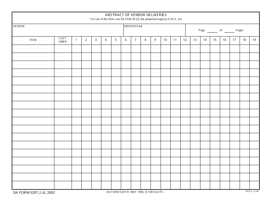 DA Form 5297 - Fill Out, Sign Online and Download Fillable PDF ...