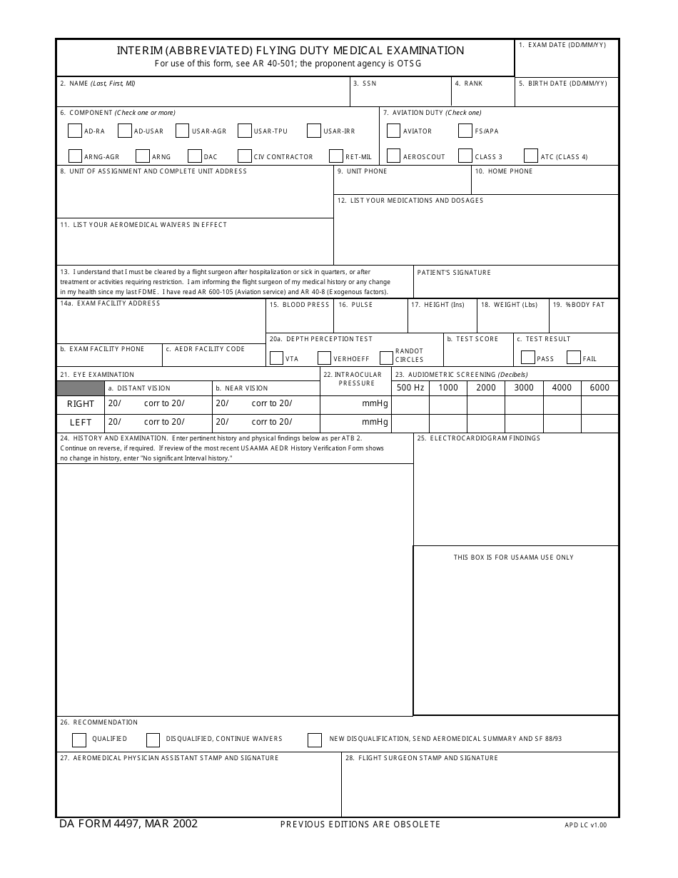 DA Form 4497 - Fill Out, Sign Online and Download Fillable PDF ...