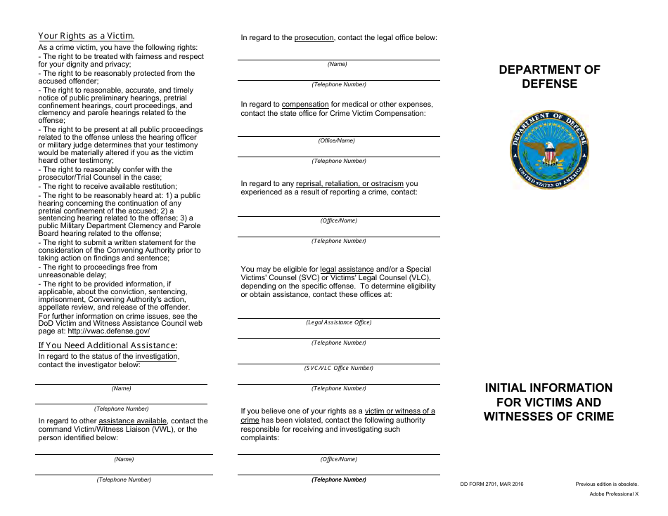 DD Form 2701 - Fill Out, Sign Online and Download Fillable PDF ...