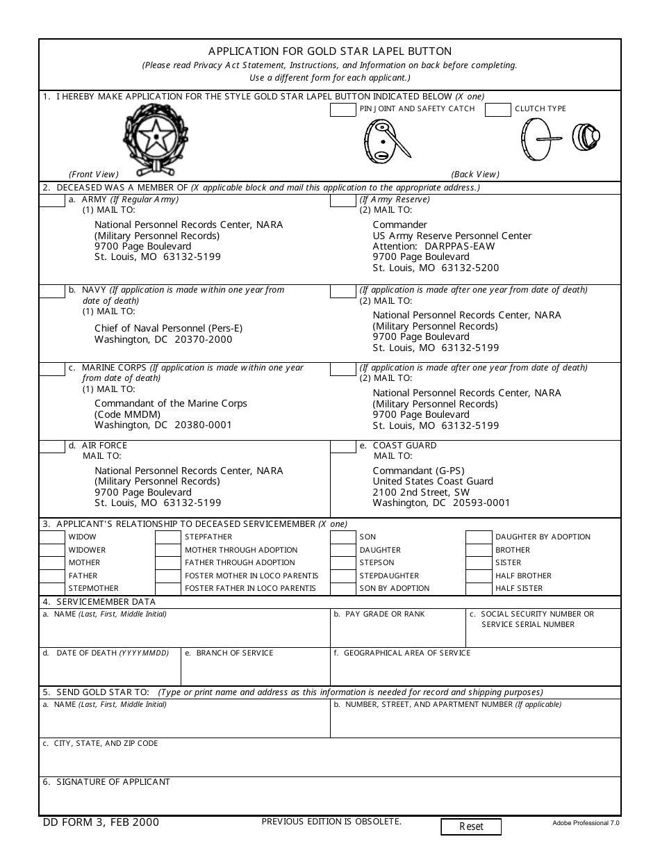 DD Form 3 - Fill Out, Sign Online and Download Fillable PDF ...