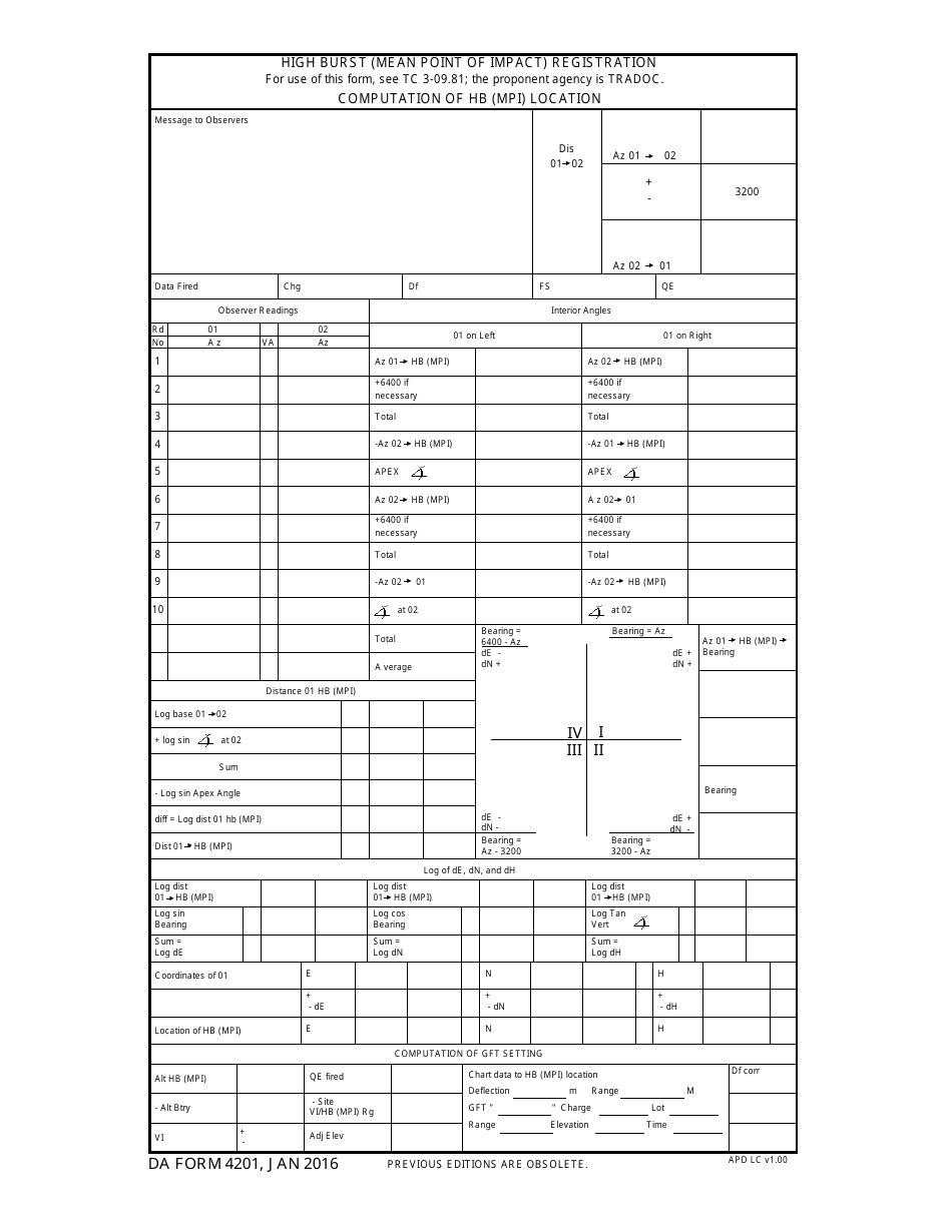 DA Form 4201 - Fill Out, Sign Online and Download Fillable PDF ...