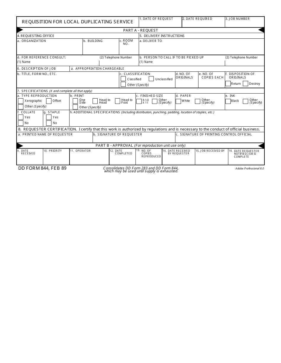 DD Form 844 - Fill Out, Sign Online and Download Fillable PDF ...
