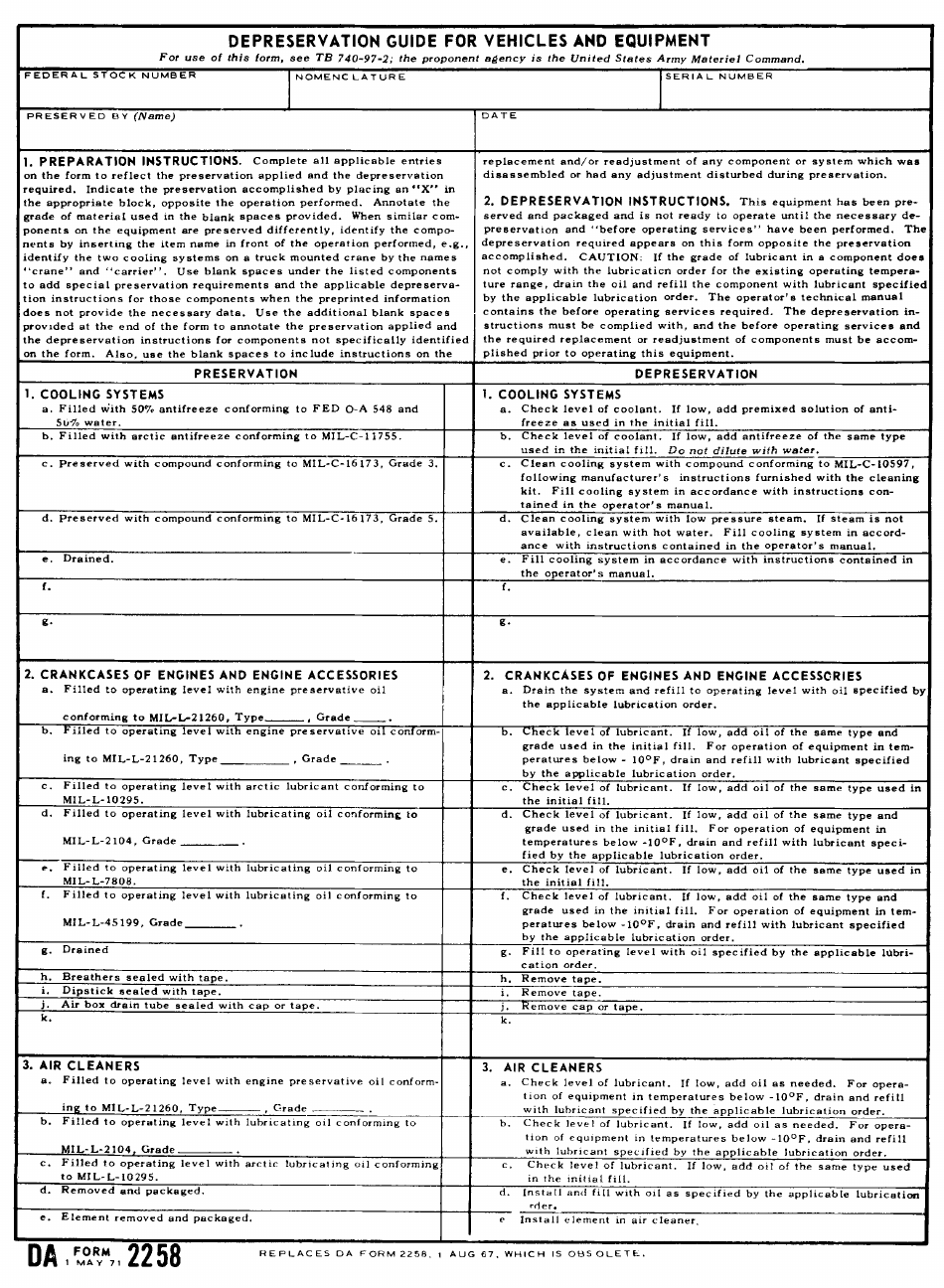 DA Form 2258 - Fill Out, Sign Online and Download Printable PDF ...