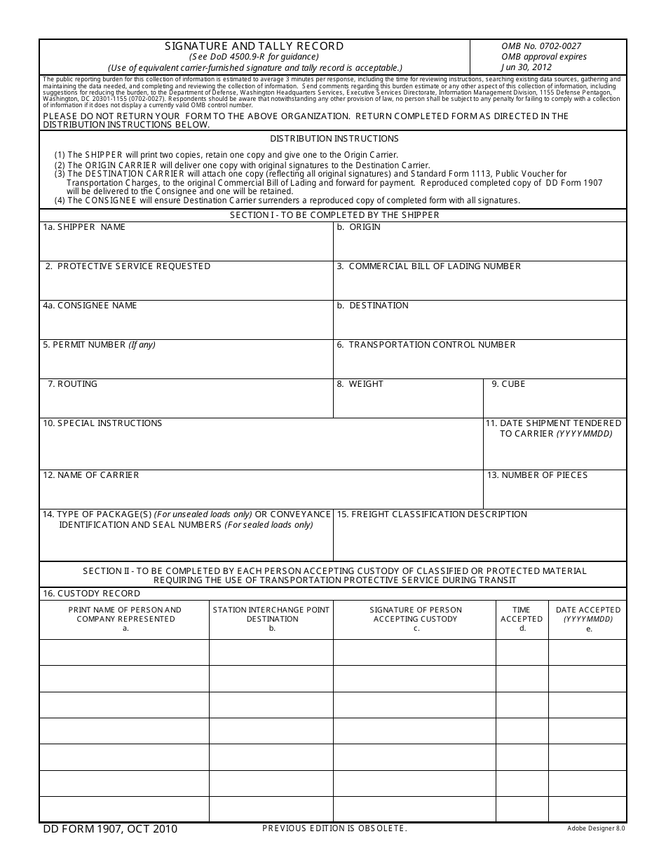 DD Form 1907 - Fill Out, Sign Online and Download Fillable PDF ...
