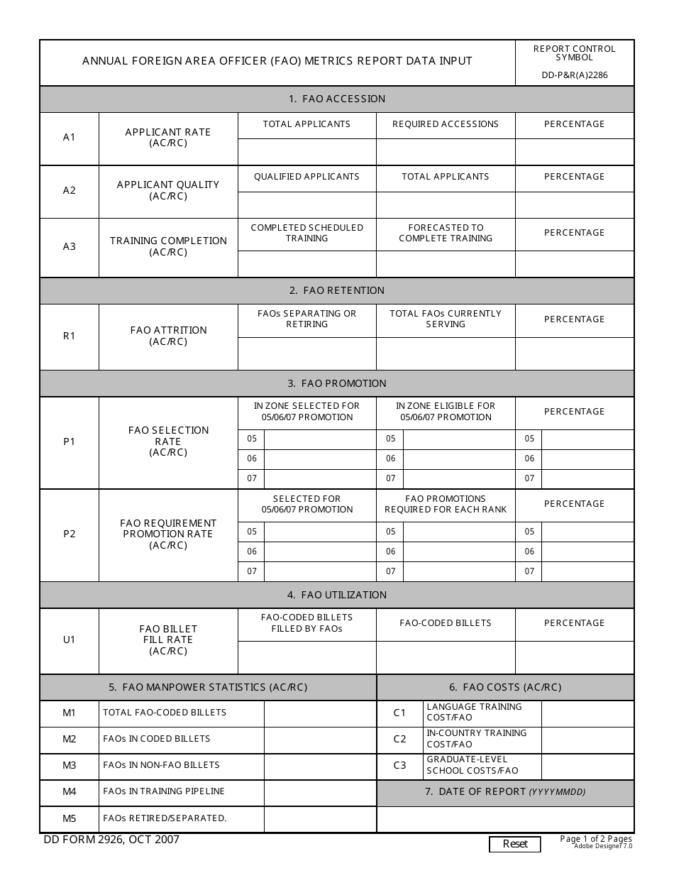 DD Form 2926 - Fill Out, Sign Online and Download Fillable PDF ...