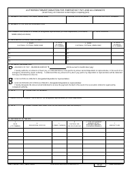 DD Form 1337 Download Fillable PDF or Fill Online Authorization ...