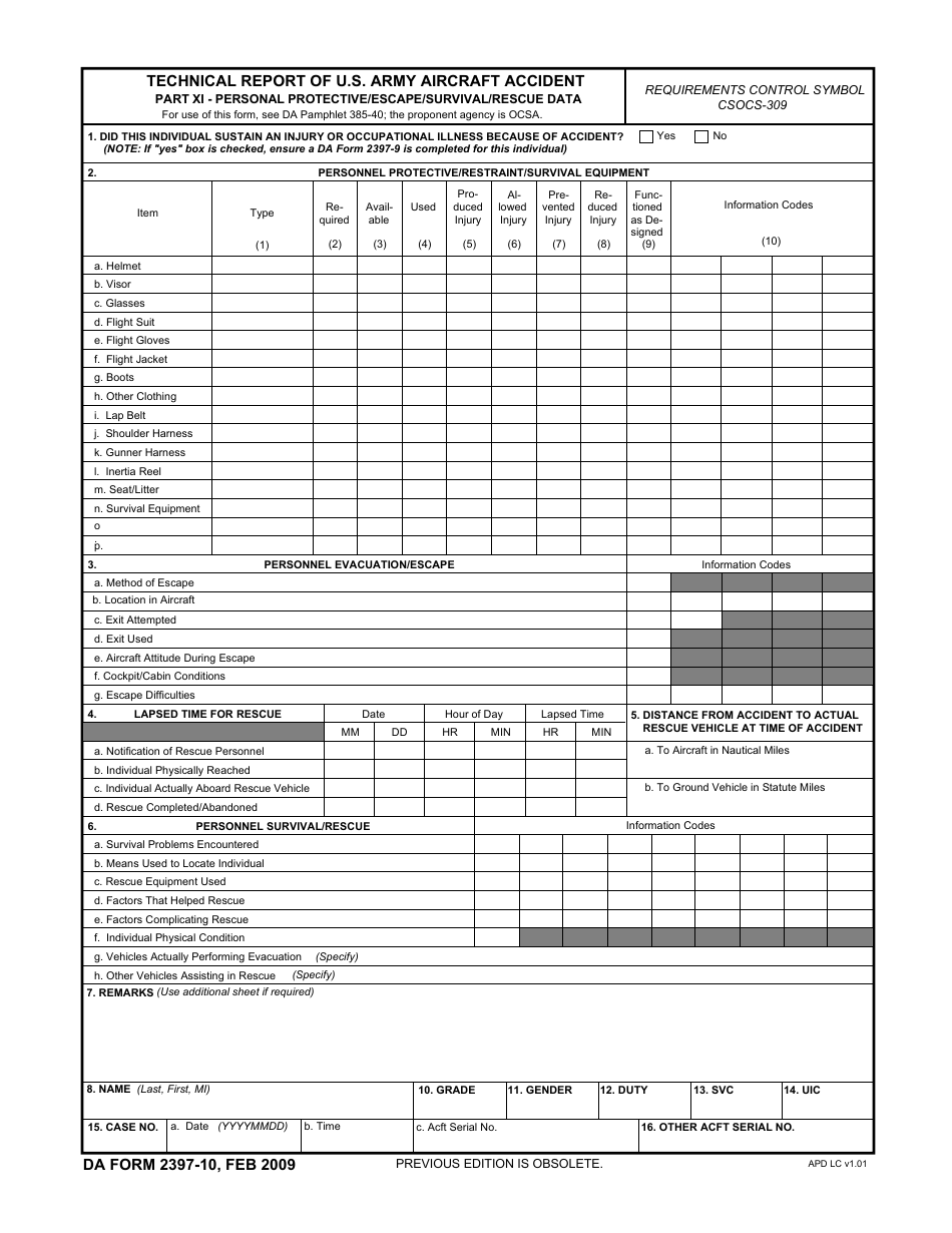 DA Form 2397-10 - Fill Out, Sign Online and Download Fillable PDF ...