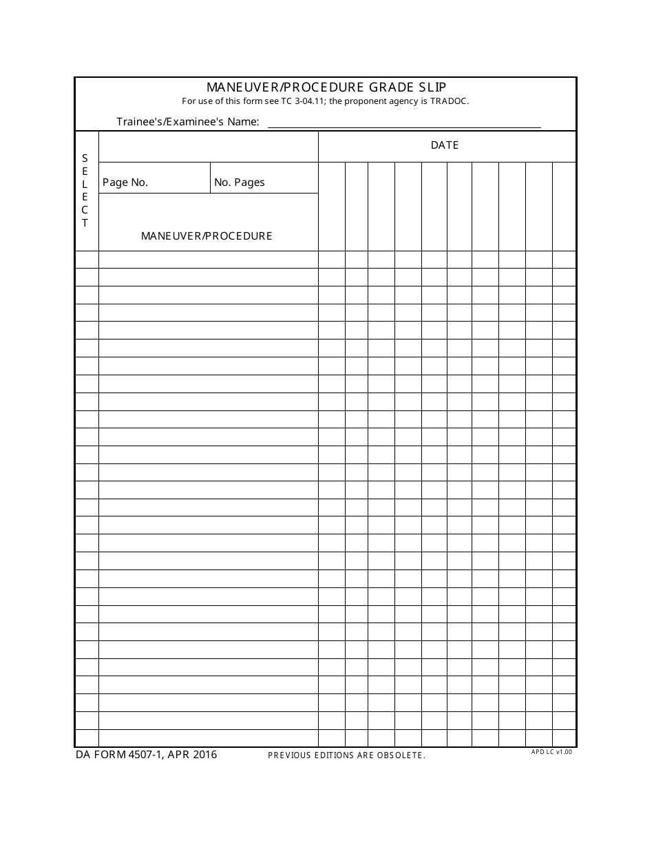 DA Form 4507-1 - Fill Out, Sign Online and Download Fillable PDF ...