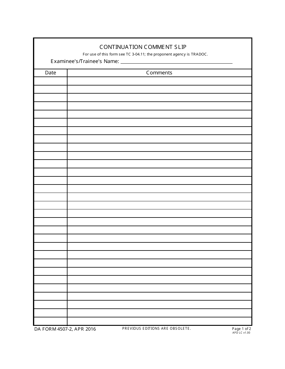 DA Form 4507-2 - Fill Out, Sign Online and Download Fillable PDF ...