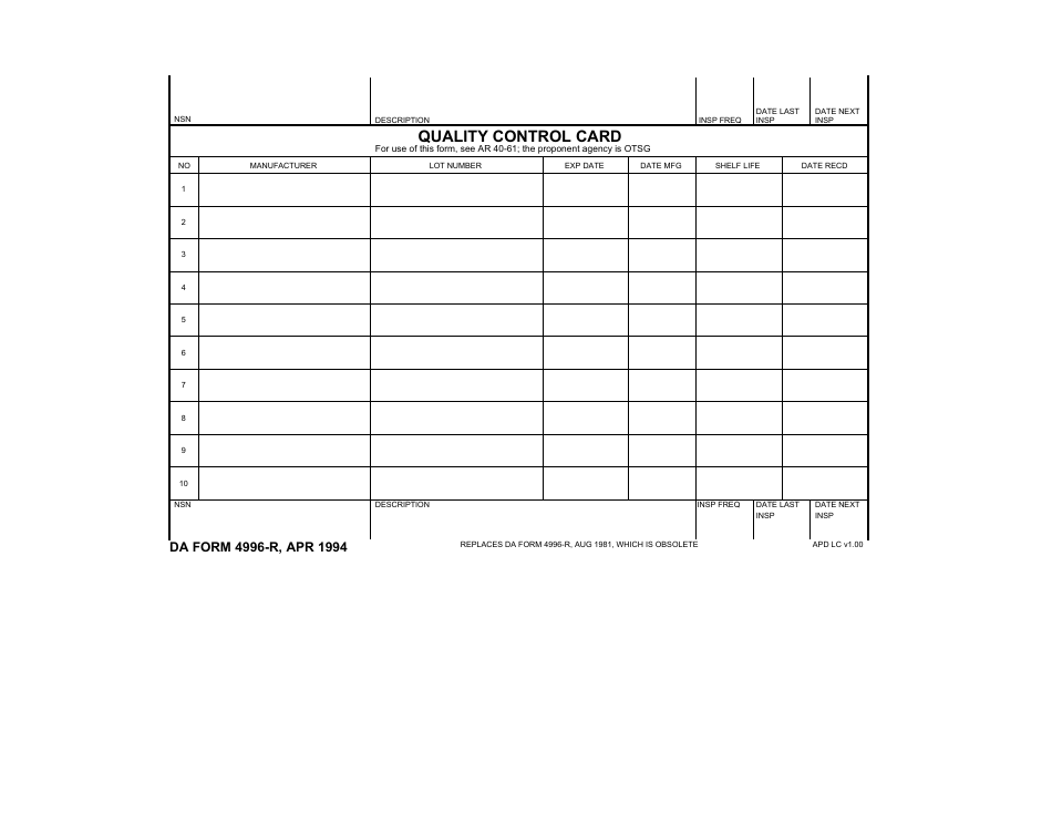 DA Form 4996-R - Fill Out, Sign Online and Download Fillable PDF ...