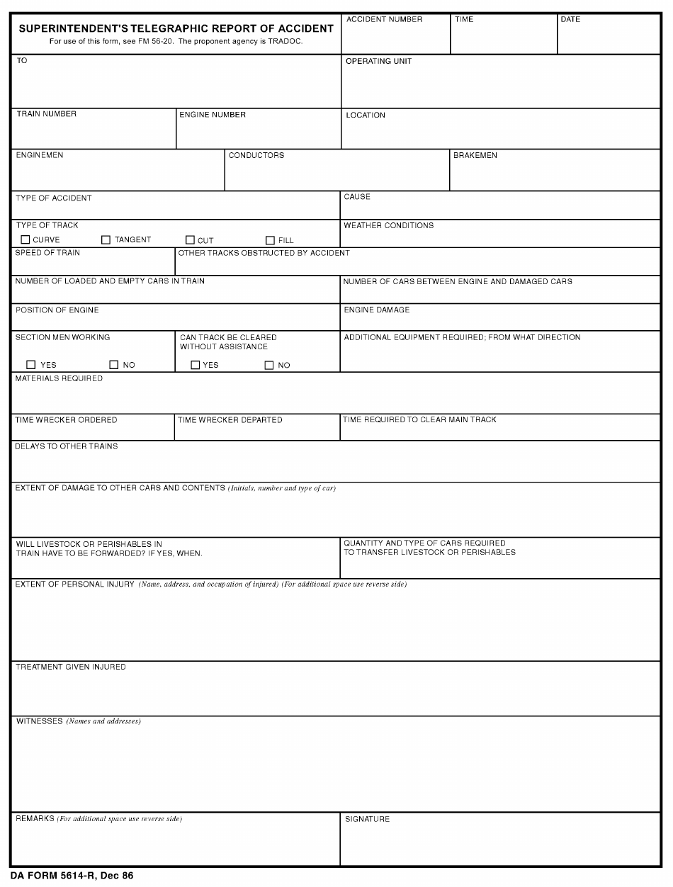 DA Form 5614-R - Fill Out, Sign Online and Download Printable PDF ...