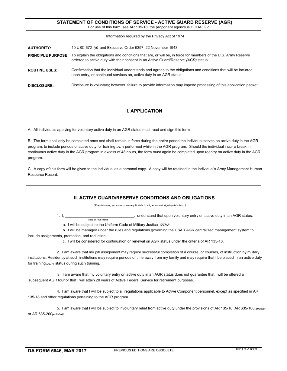 DA Form 5646 - Fill Out, Sign Online and Download Printable PDF ...