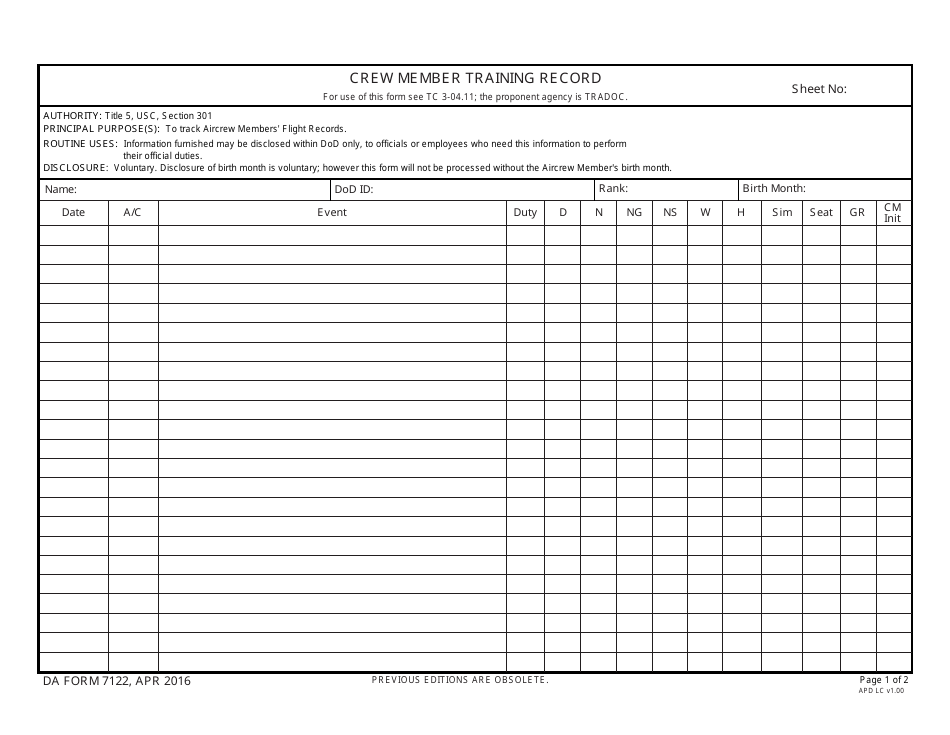 DA Form 7122 - Fill Out, Sign Online and Download Fillable PDF ...