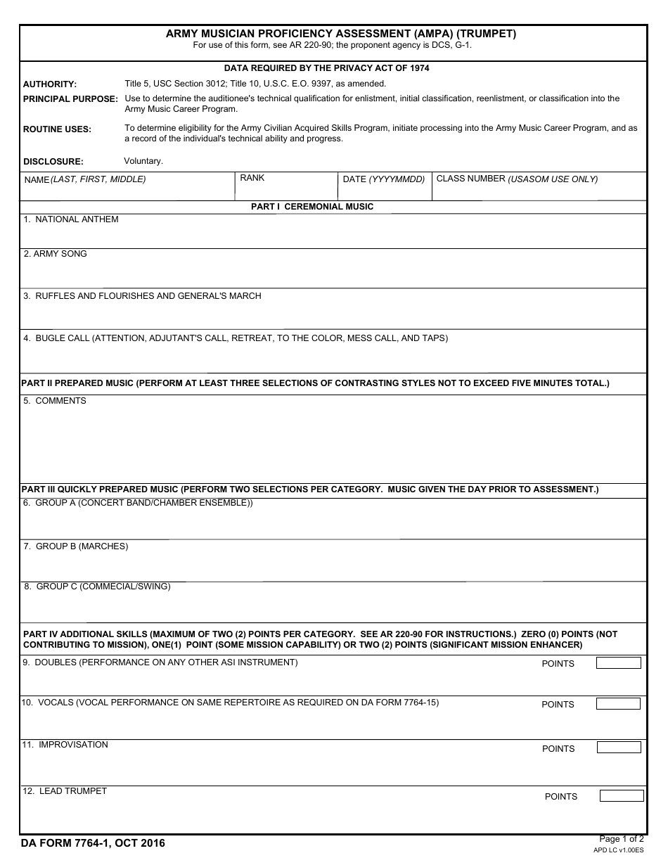 DA Form 7764-1 - Fill Out, Sign Online and Download Fillable PDF ...