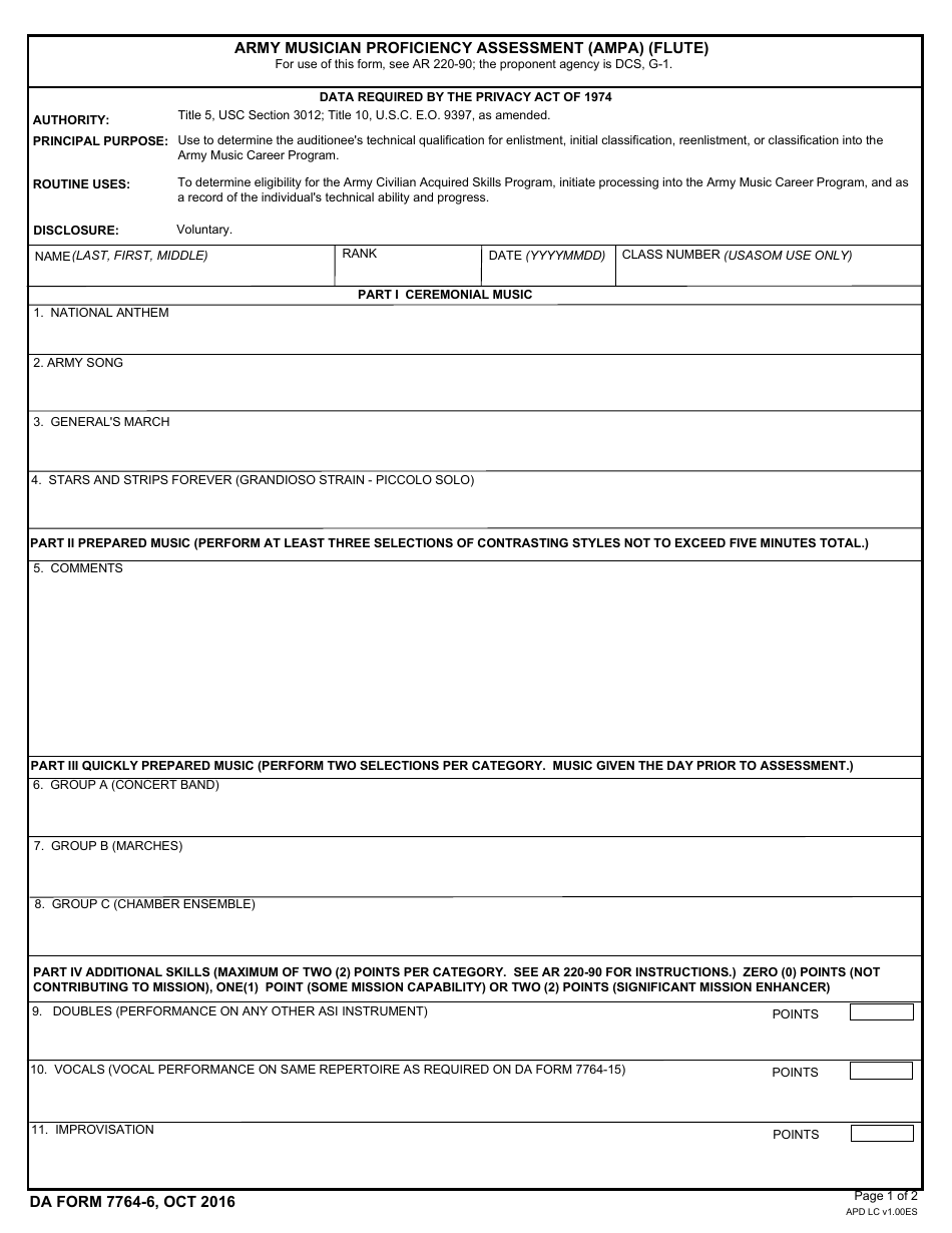 DA Form 7764-6 - Fill Out, Sign Online and Download Fillable PDF ...
