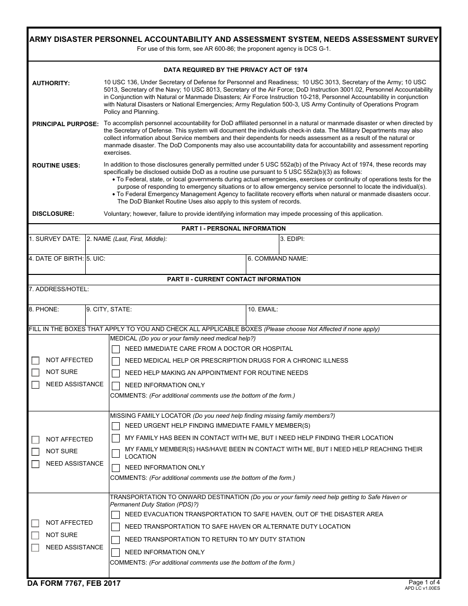 DA Form 7767 - Fill Out, Sign Online and Download Fillable PDF ... DA Form 7767 - Fill Out, Sign Online and Download Fillable PDF ...
