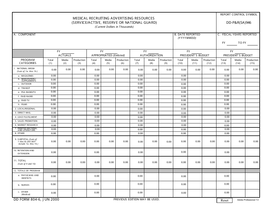 DD Form 804-6 - Fill Out, Sign Online and Download Fillable PDF ...