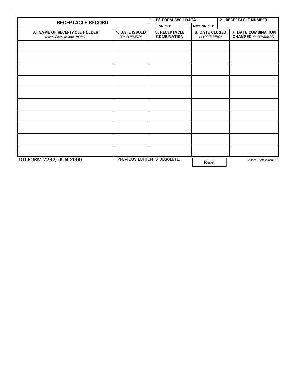 DD Form 2262 - Fill Out, Sign Online and Download Fillable PDF ...
