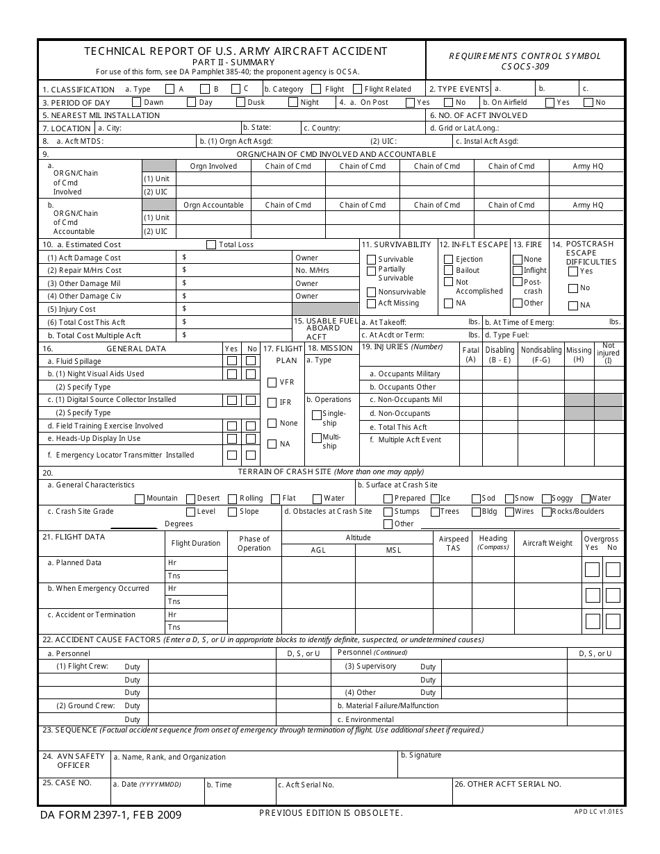 DA Form 2397-1 - Fill Out, Sign Online and Download Fillable PDF ...