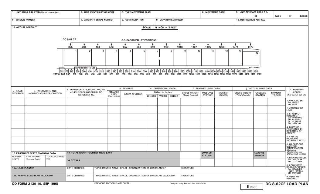 DD Form 2130-10 Download Fillable PDF or Fill Online Dc 8-62cf Load ...
