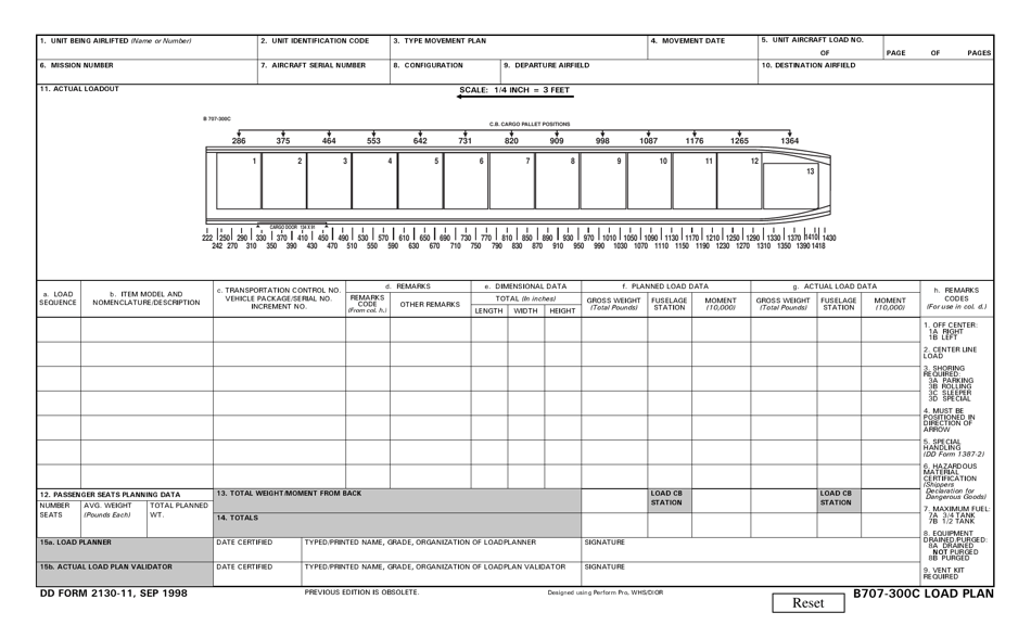 DD Form 2130-11 Download Fillable PDF or Fill Online B707-300c Load ...