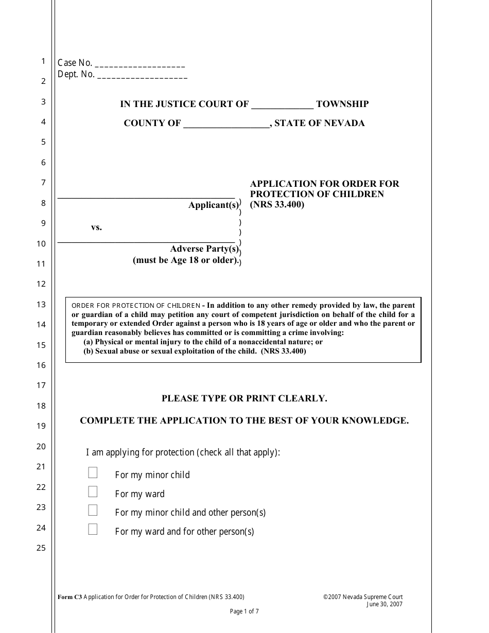 Form C-3 - Fill Out, Sign Online and Download Printable PDF, Nevada ...