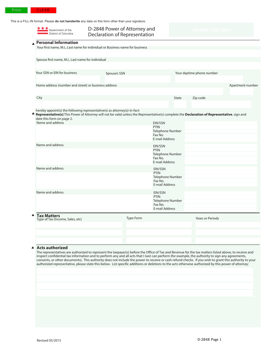 Form D-2848 - Fill Out, Sign Online and Download Fillable PDF ...